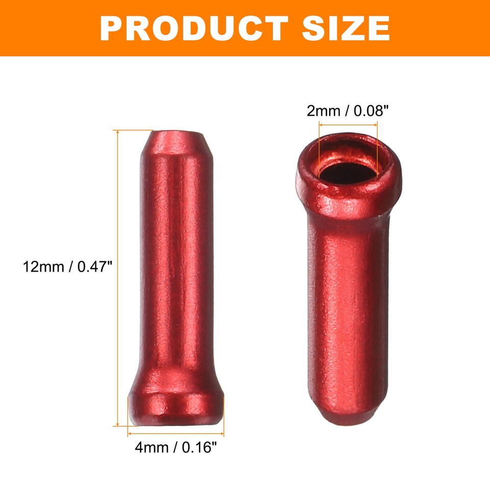 50pcs Bike Cable End Caps Set Aluminum Alloy Cable End Crimps Red | eBay