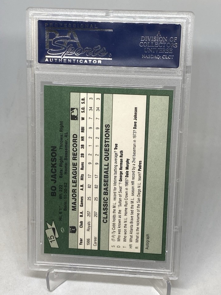 1987 CLASSIC Green MLB GAME #15 BO JACKSON RC PSA 9 MINT | eBay