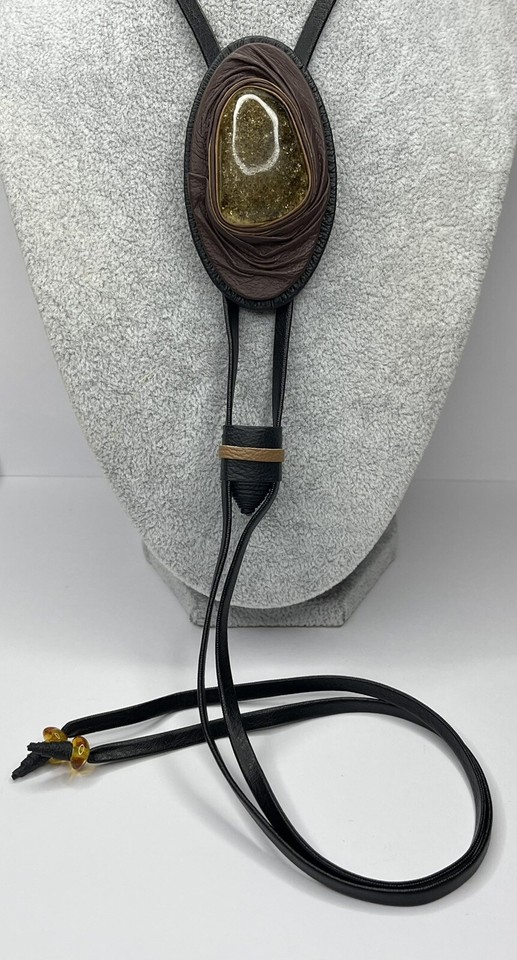 Genuine AMBER LEATHER Bolo Tie.Leather Bolo Tie Necklace for men.Amber ...