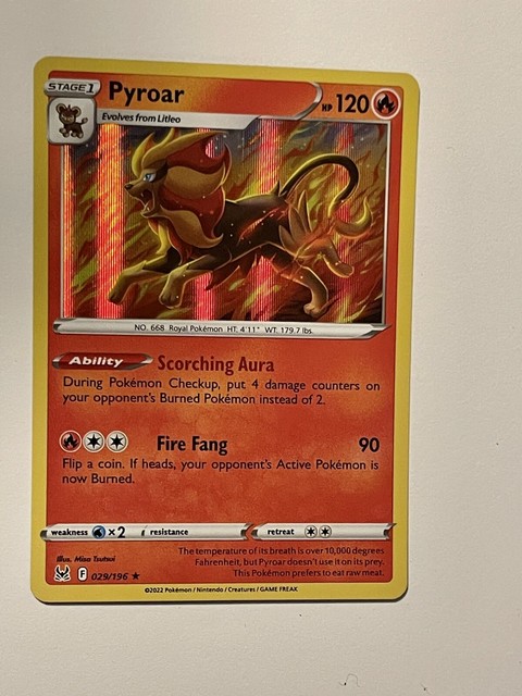 Pokémon TCG Pyroar Sword & Shield - Lost Origin 029/196 Holo Holo Rare ...