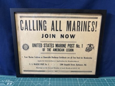 Post WW1 USMC Rare Post 1 American Legion Sign | eBay