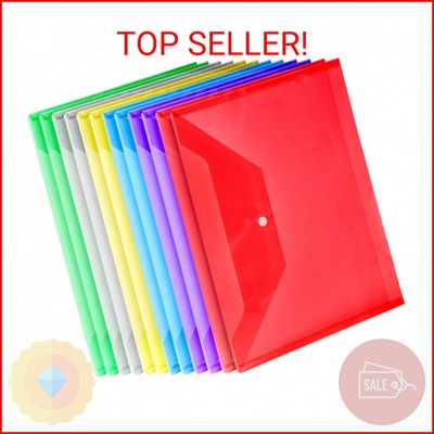 LEOBRO Plastic File Folders, 12 PCS A4 Plastic Envelopes with Snap ...