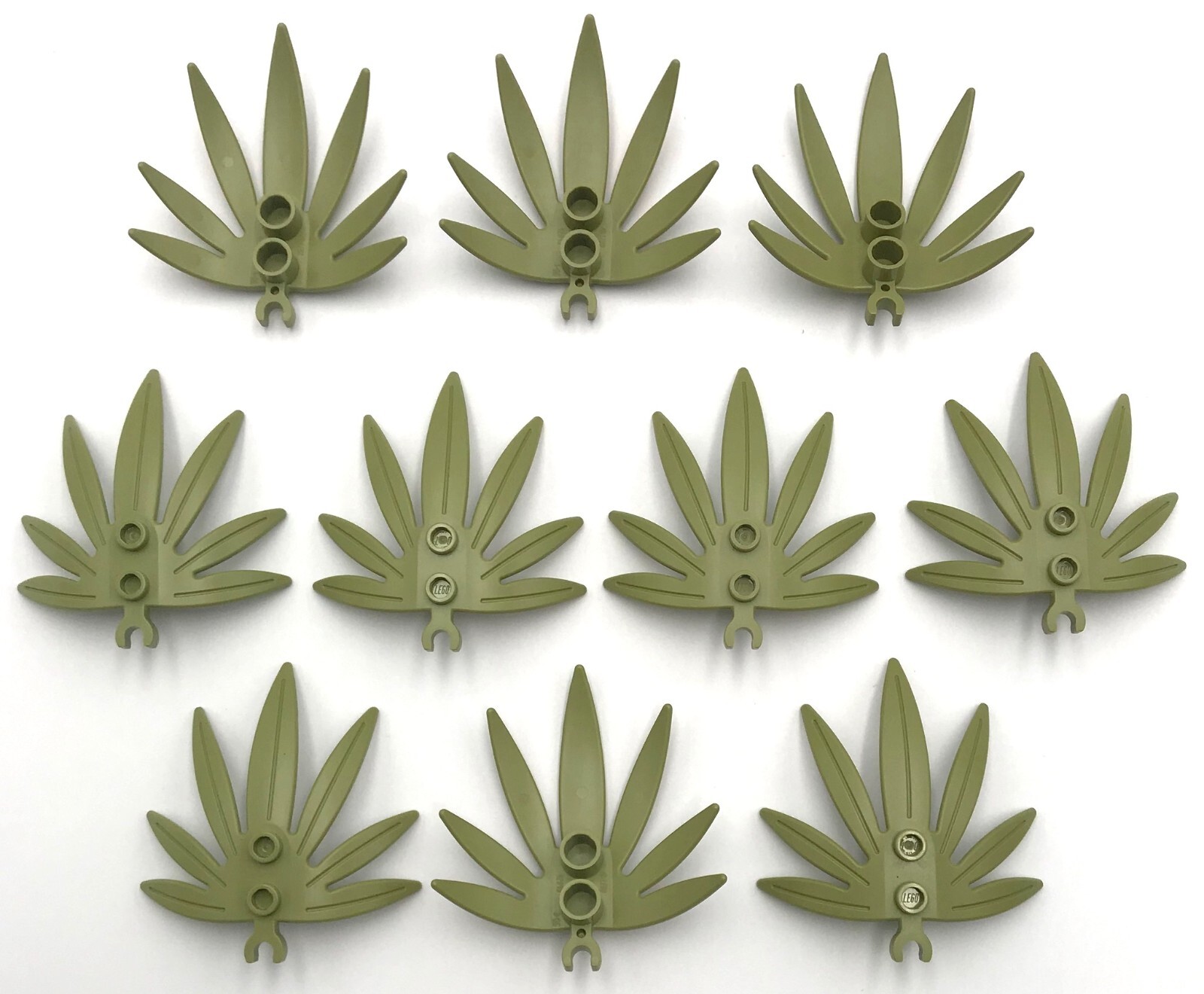Lego 10 New Olive Green Plants Leaves 6 x 5 Swordleaf w/ Open O Clip ...