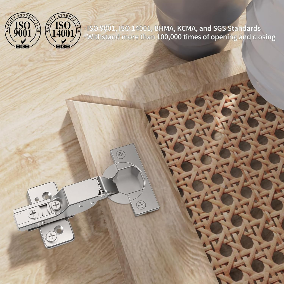 10 Pack Frameless Inset Soft Close Concealed Hinges, Satin Nickel, Self ...