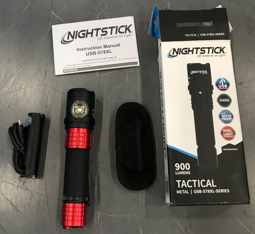 🔥New🔥 Nightstick Red Tactical Flashlight 900 Lumens Rechargeable USB ...