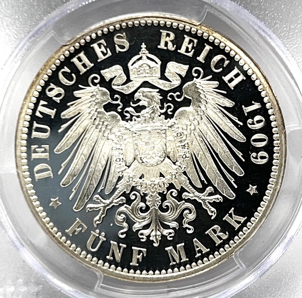 German States Saxony 1909 5 Mark Coin Thaler Taler PCGS PR 64 DCAM ...