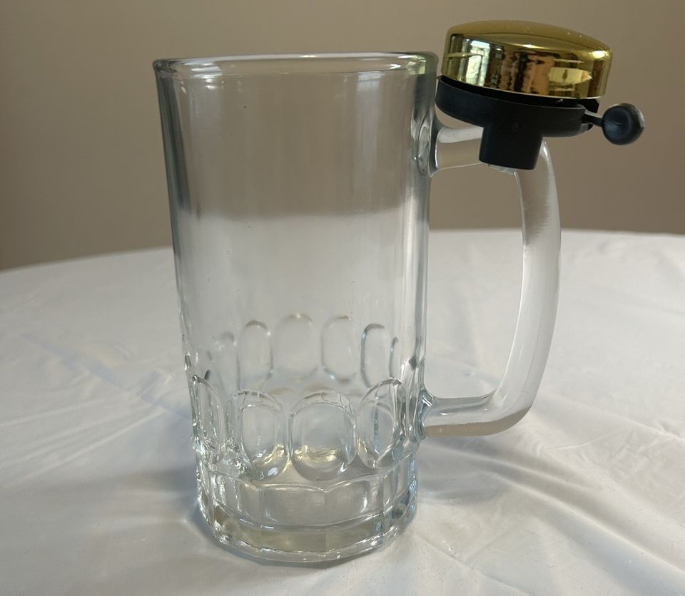 Novelty Beer Mug with Bell Glass Stein Gag Gift Barware Working Bell | eBay