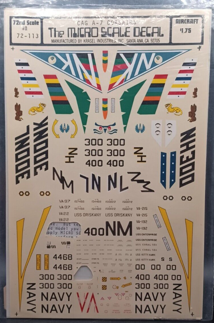 MicroScale | No. 72-113 | 1:72 CAG A-7 Corsairs Decals | eBay