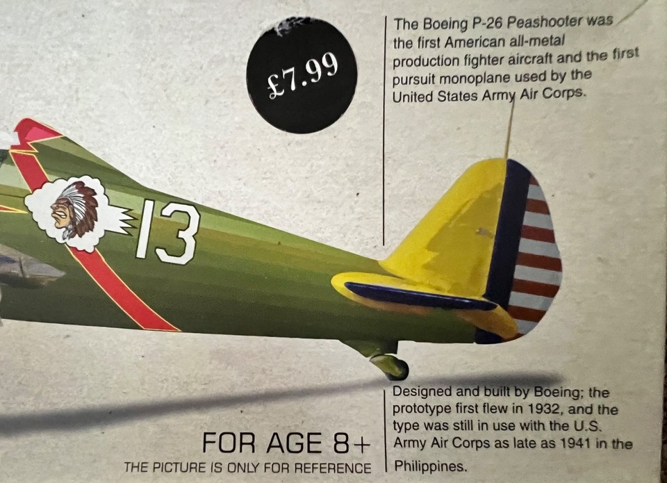 Aviator Boeing P-26 Peashooter Rubber Band Powered Aircraft Model Kit ...