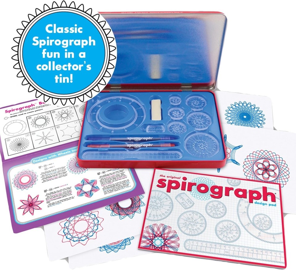The Original Spirograph Design Set Metal Tin Travel Kit, Complete ...