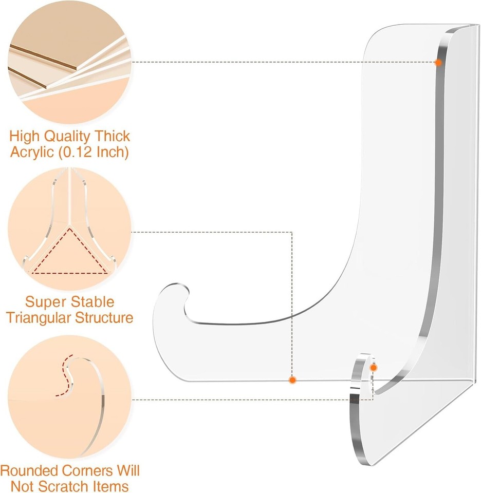 5 Pack Acrylic Display Stand Plate Stand for Display Clear Easel Stand ...