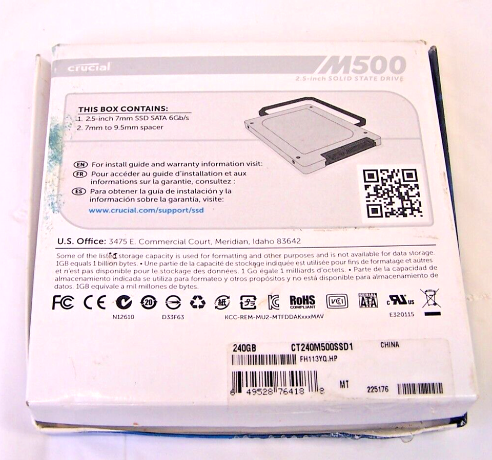 Crucial M500 2.5 inch Solid State Drive CT240M500SSD1 240Gb, NEW Open ...
