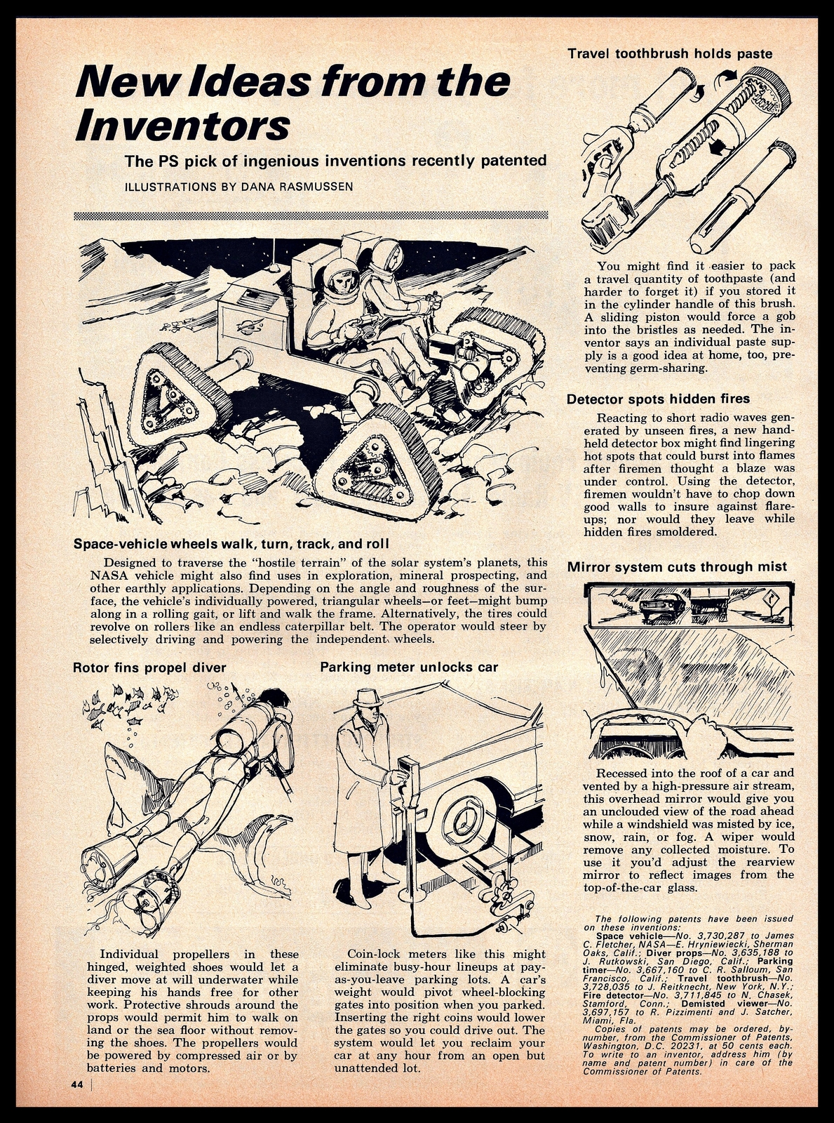 1974 New Ideas from Inventors Patented Nasa Illustration Vintage PRINT ...