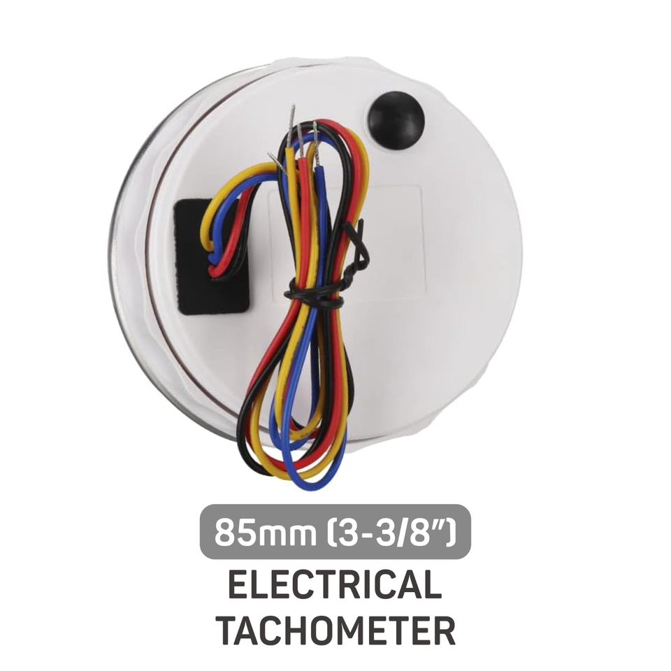 RACETECH 85mm (3-3/8") 7Color Black Tachometer HOURMETER 8000RPM Filter ...