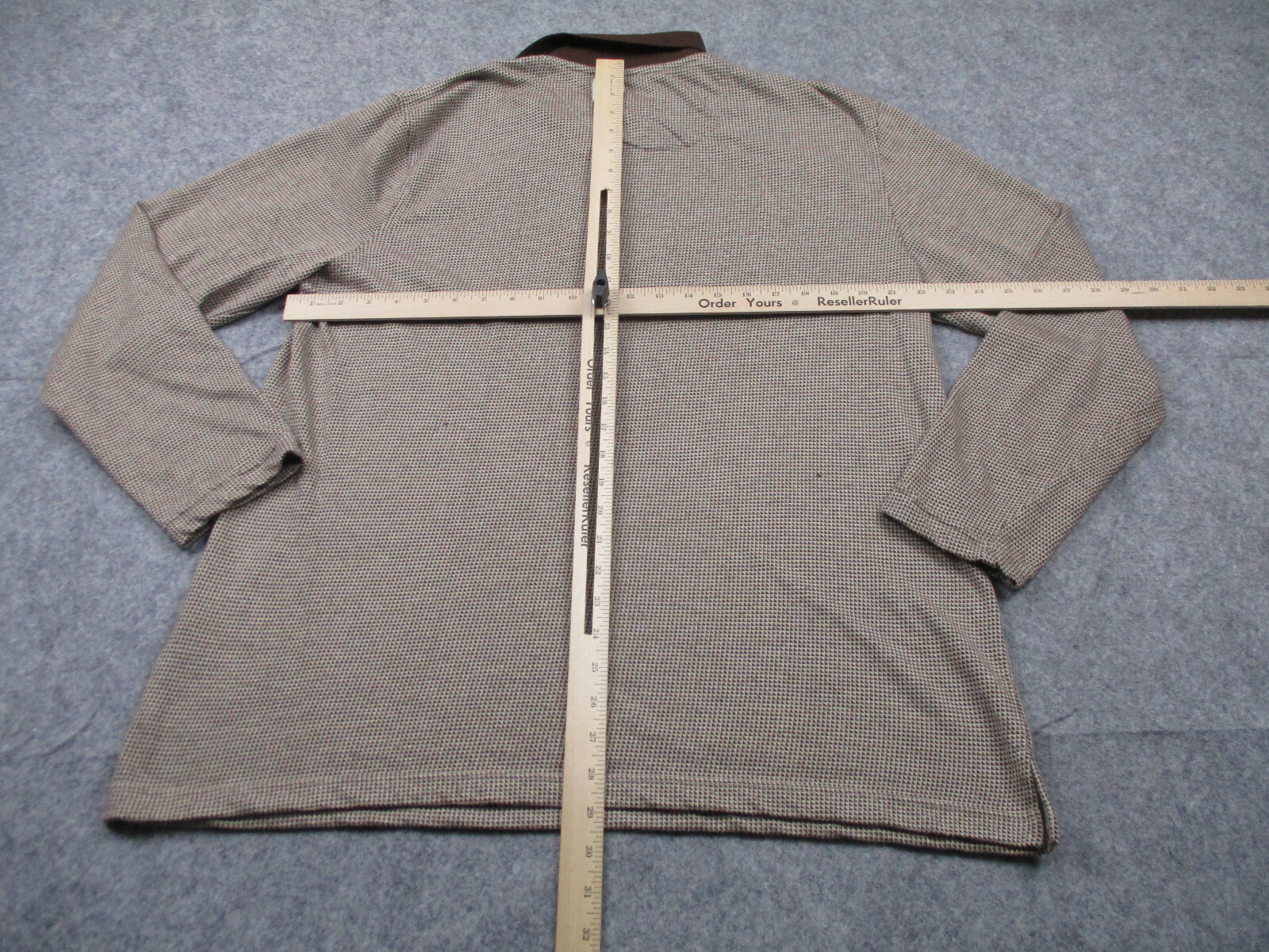 Andrew Fezza Polo Shirt Mens Extra Large Brown Plaid Long Sleeve Casual ...