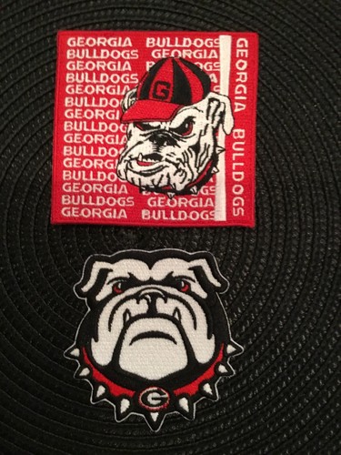 (2) UGA GEORGIA BULLDOGS VINTAGE Embroidered Iron On Patches patch lot ...
