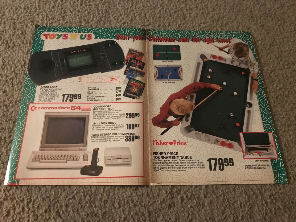 TOYS R US 1990 CATALOG SEGA COMMODORE 64C TEST PILOT COMPUTER 1541-II ...