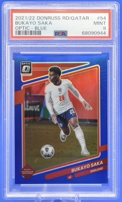 2021-22 Donruss Road to Qatar Bukayo Saka Blue Optic Prizm PSA 9 #54 ...