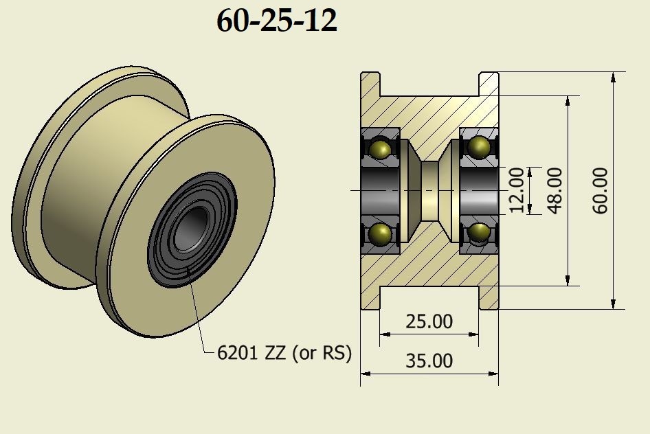 60mm Square Flat Nylon Pulley Idler Wheel, Ball Bearing nylon rollers ...