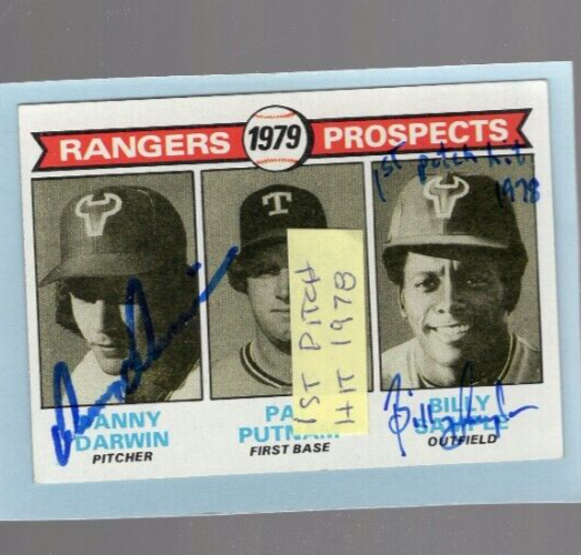 Autographed Billy Sample 1st Pitch Hit 1978 Danny Darwin added 79 Topps ...