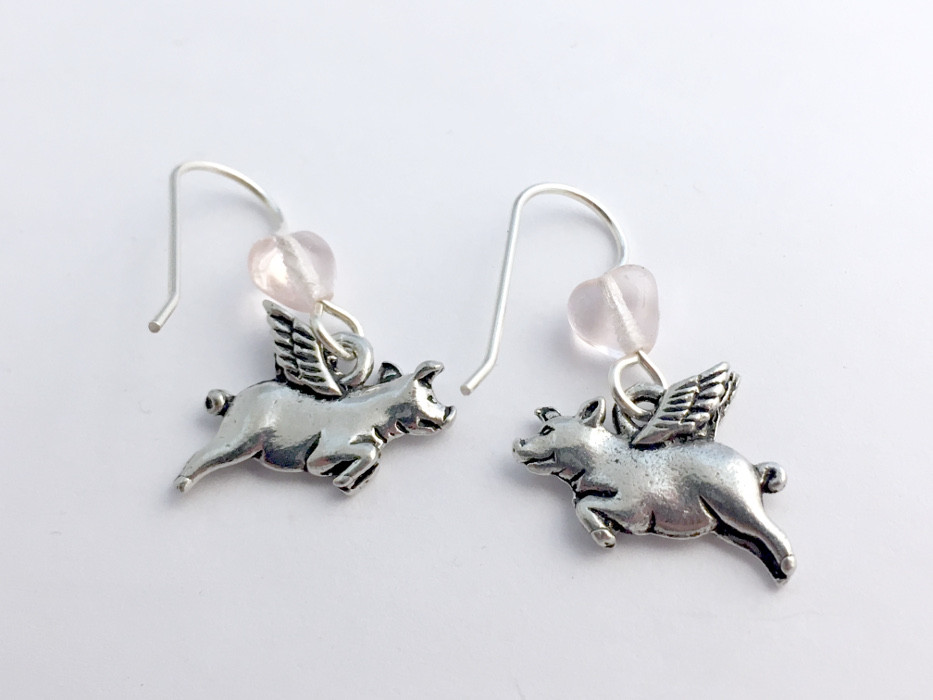 Pewter & Sterling silver Flying Pig dangle earrings-when pigs fly ...