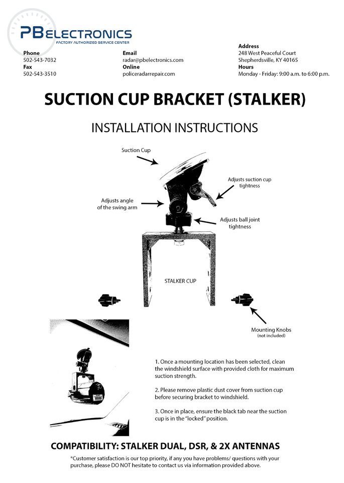 STALKER POLICE RADAR Suction Cup ANTENNA BRACKET Dual DSR 2X #SC-S-U | eBay