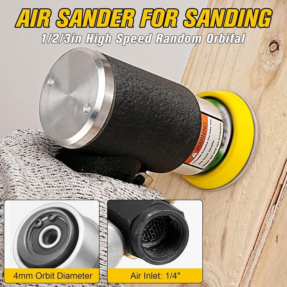 Mini Air Sander 1/2/3 Inch Small Orbital Sander for Auto Body Work, Mi ...