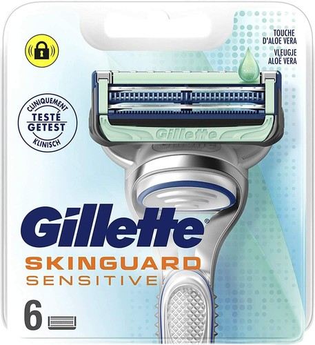 Pack 6 Lames GILLETTE " SKINGUARD Sensitive " Recharge Rasoir Gilette ...