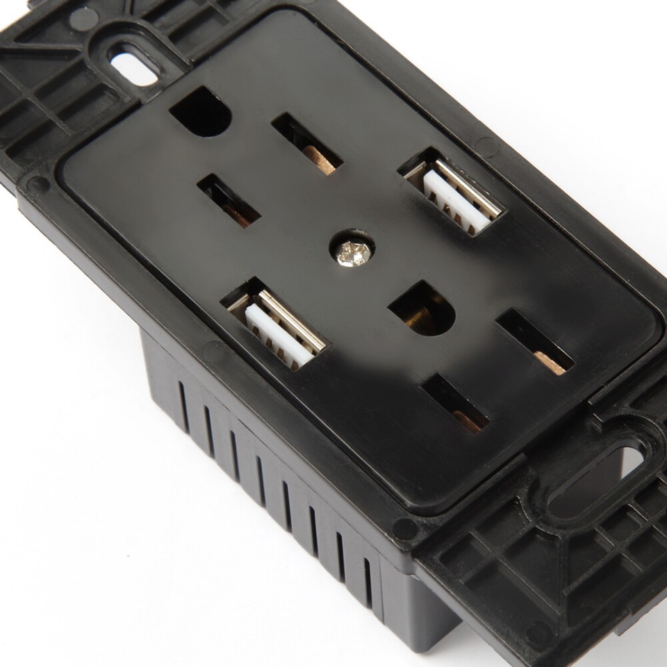 Dual Wall Outlet with USB Ports Charger AC Power Receptacle Plate Panel ...