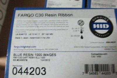 Fargo HID 44203 044203 ribbon BLUE RESIN 1000 IMAGES FOR C30 M30 DTC300 ...