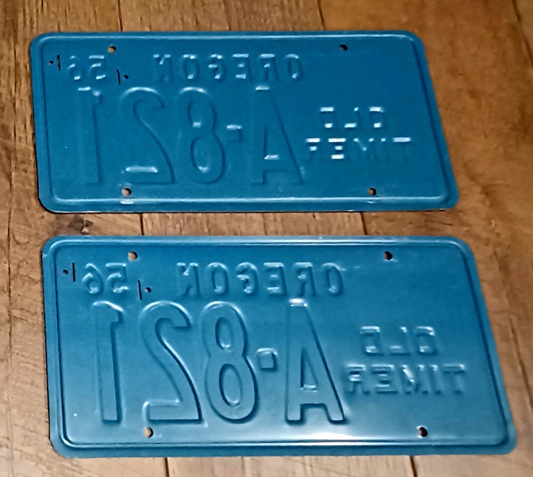 Rare - 1956 Old Timer License Plates A-821 - Minty Colors Shine DMV ...
