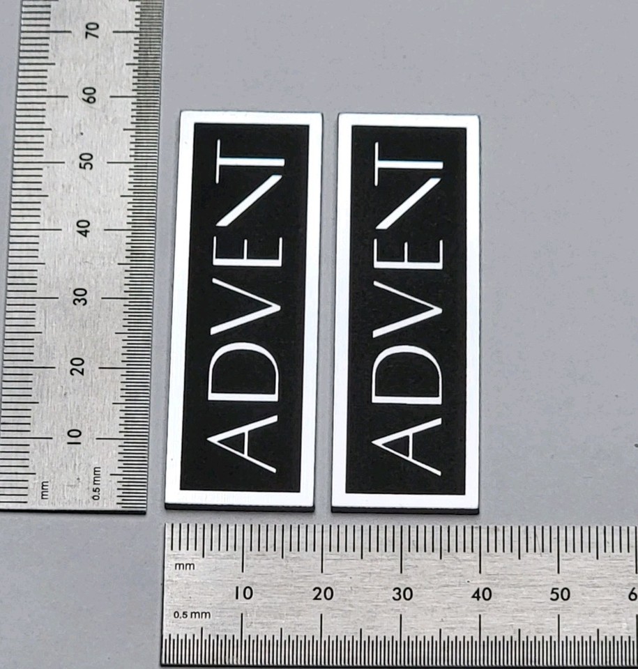 Advent Speaker Badge Logo Emblem Brushed Silver Pair With Self Stick ...