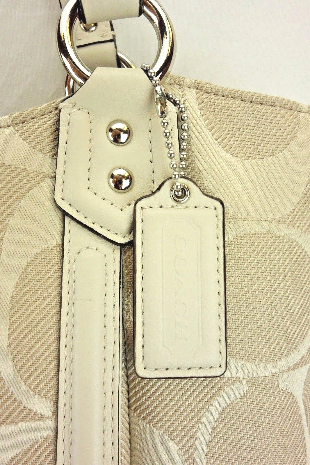 COACH Abby Tote Bag Ivory Jacquard Signature Cream Le… - Gem