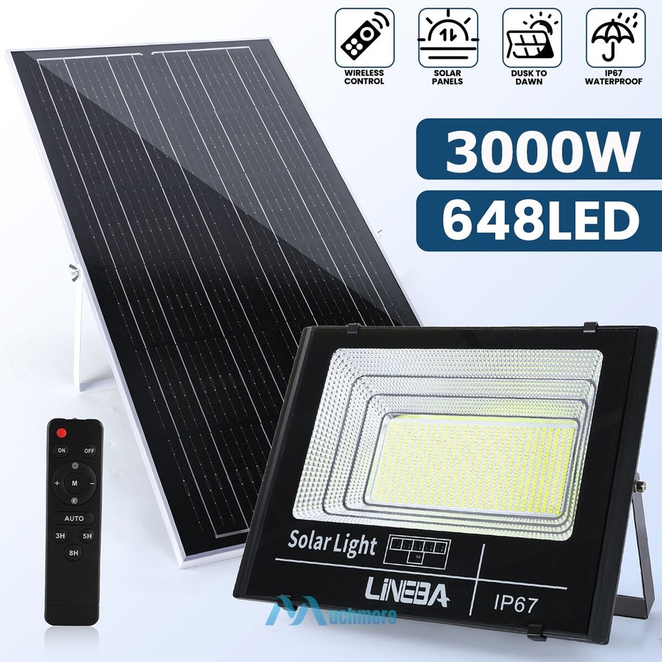 3000W LED Solar Street Lights Outdoor Dusk to Dawn Flood Wall Lamp ...