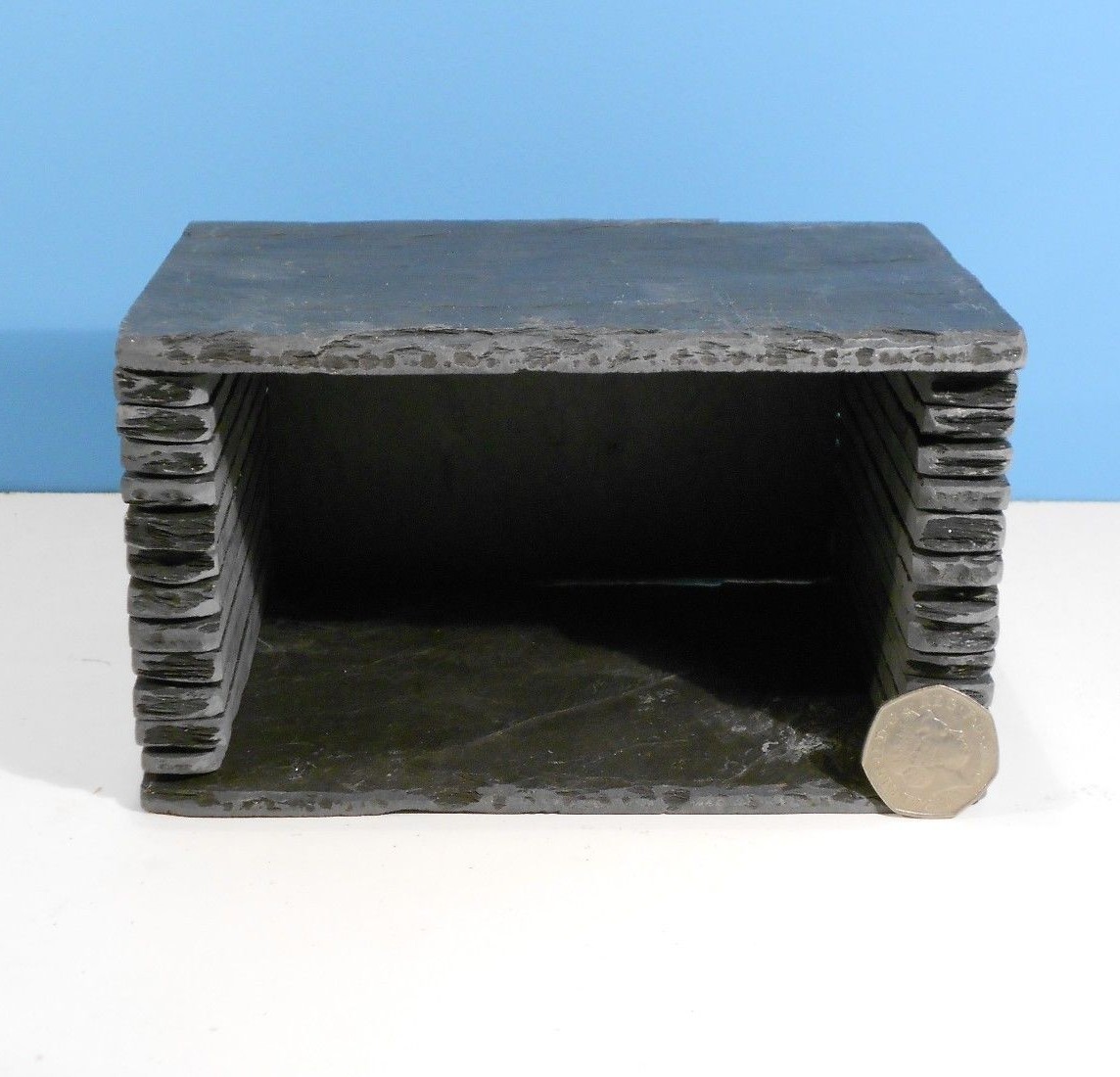 LARGE! New NATURAL Slate Rock Cave Ornament for Aquarium Fish Tank ...