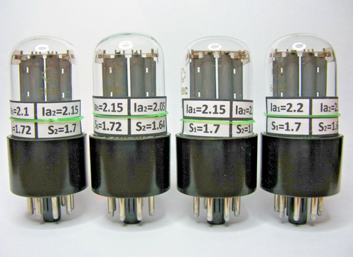 6N9S / 6H9C / 6SL7 / 6N9P / 6N9 MATCHED QUAD (4pcs) TUBES / VALVES NOS ...