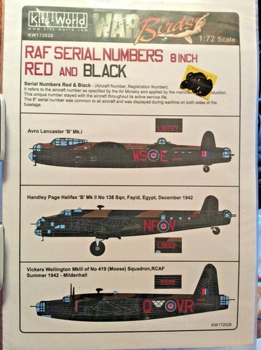 Kits World Decals 1/72 KW172028 RAF Serial Numbers 8 Inch Red and Black ...
