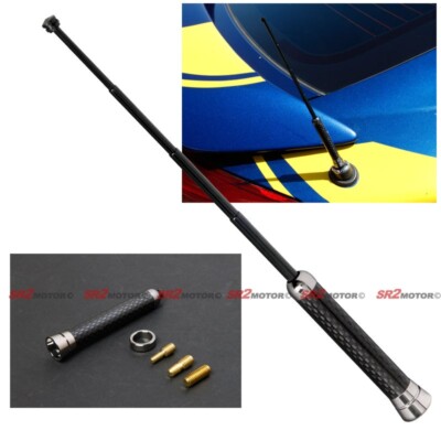 Universal 3" inches Car Antenna Extendable Carbon Fiber Antena Silver ...