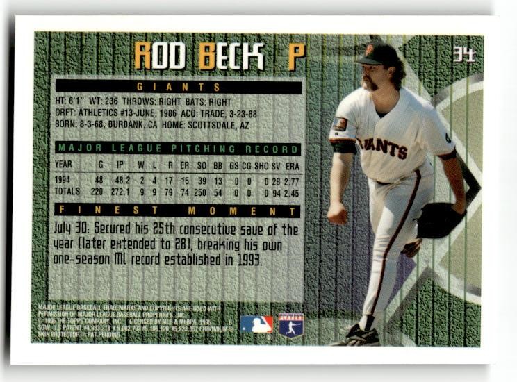 1995 Finest #34 Rod Beck Baseball Card | eBay