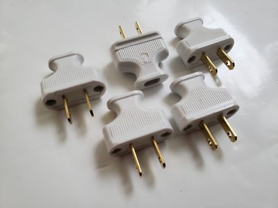 5 PACK Vintage White Antique Style Electrical Plug Cloth Covered Wire ...