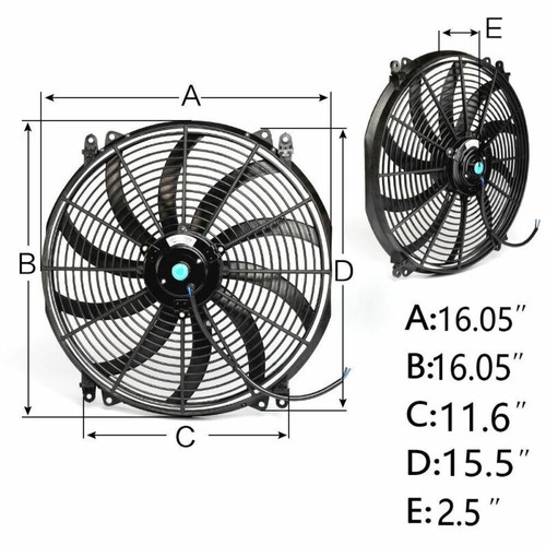 120W 16 Inch 12V Slim Thin Fan Push Pull Electric Radiator Fan Cooling ...