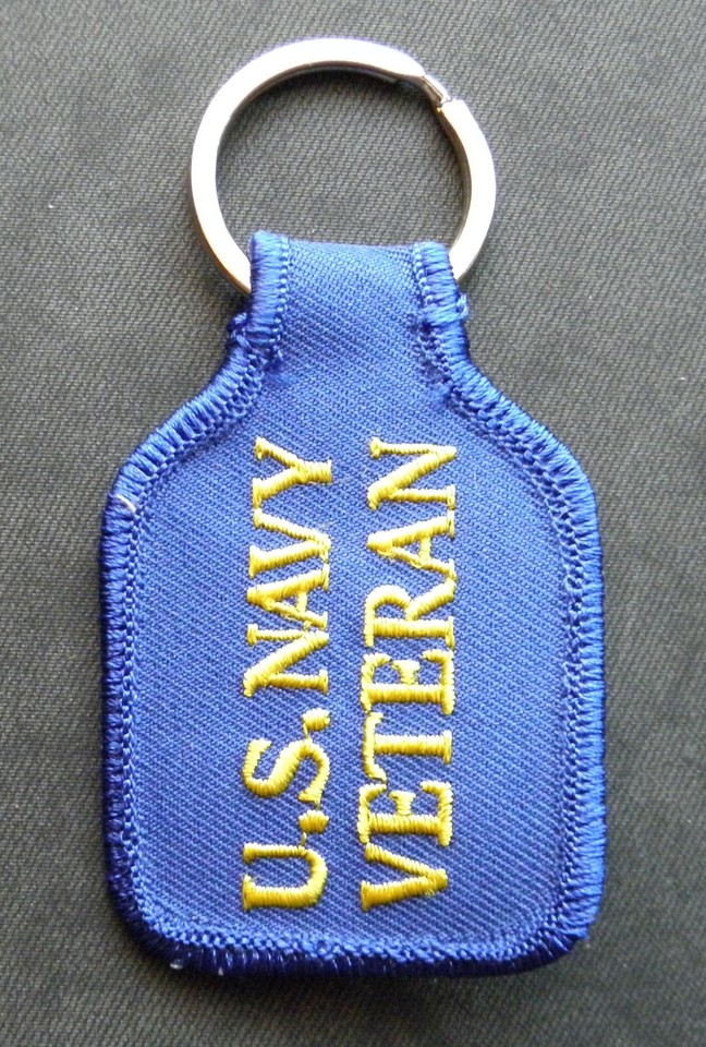 USN US NAVY VET VETERAN EMBROIDERED KEY CHAIN KEY RING 1.75 X 2.75 ...