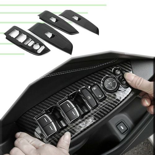 4PCS Carbon Fiber Look ABS Inner Window Switch Panel Cover Trim ...