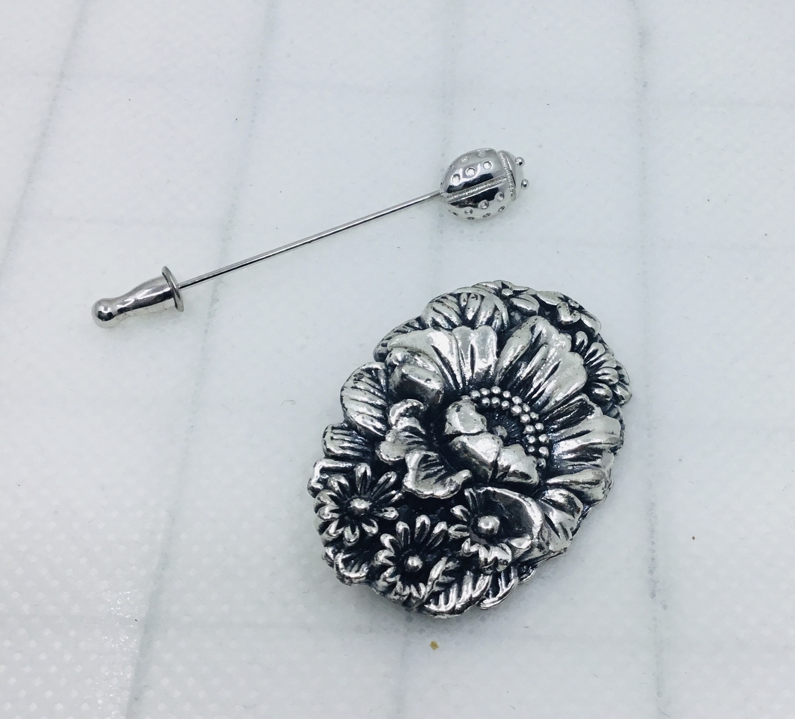 Vintage Monet Silver Tone Lady Bug Pin and Napier Sil… - Gem