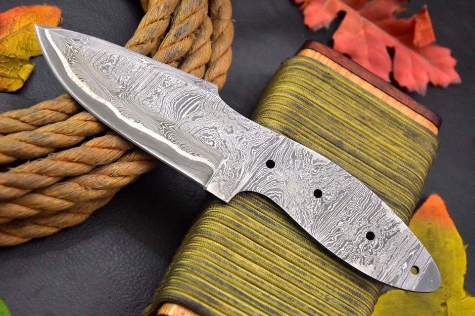 Custom San Mai 8.1"OAL Damascus Steel Blank Blade Hunting Knife ...