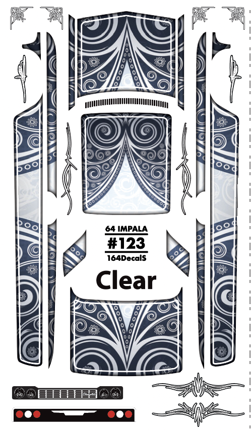 '64 IMPALA LOWRIDER WHITE & CLEAR Waterslide Decals 1/64 CUSTOM #123 | eBay