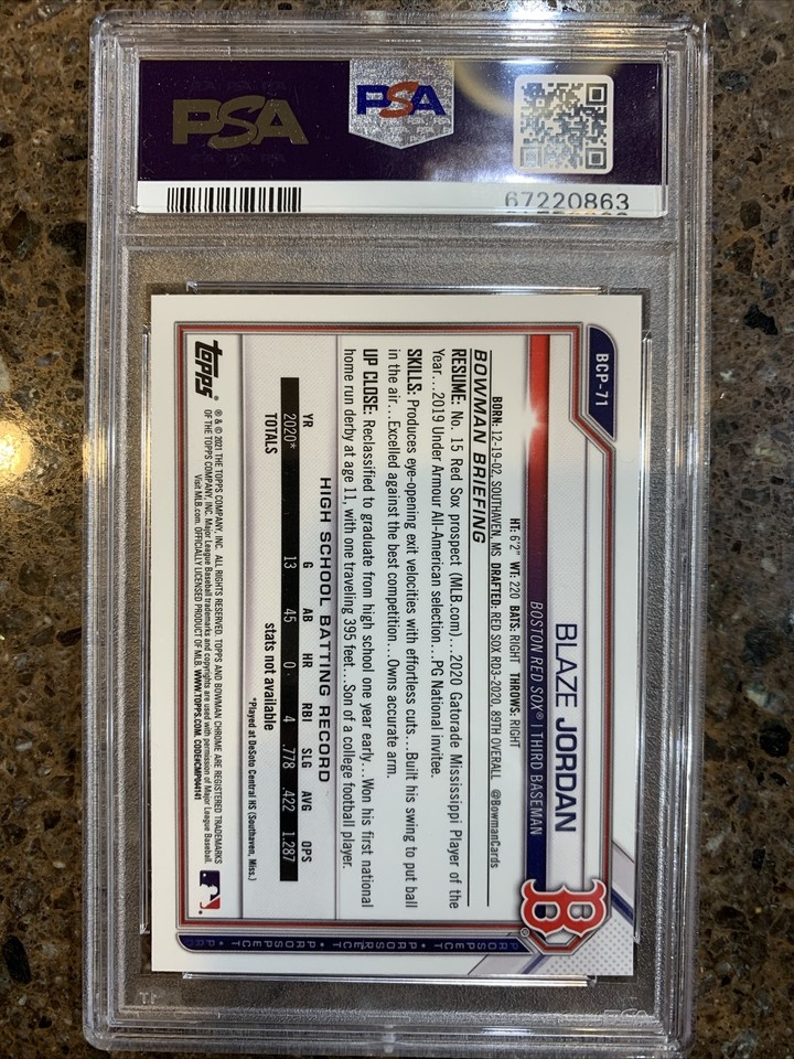 2021 Bowman Chrome Blaze Jordan Rookie Card RC GEM MT PSA 10!! | eBay