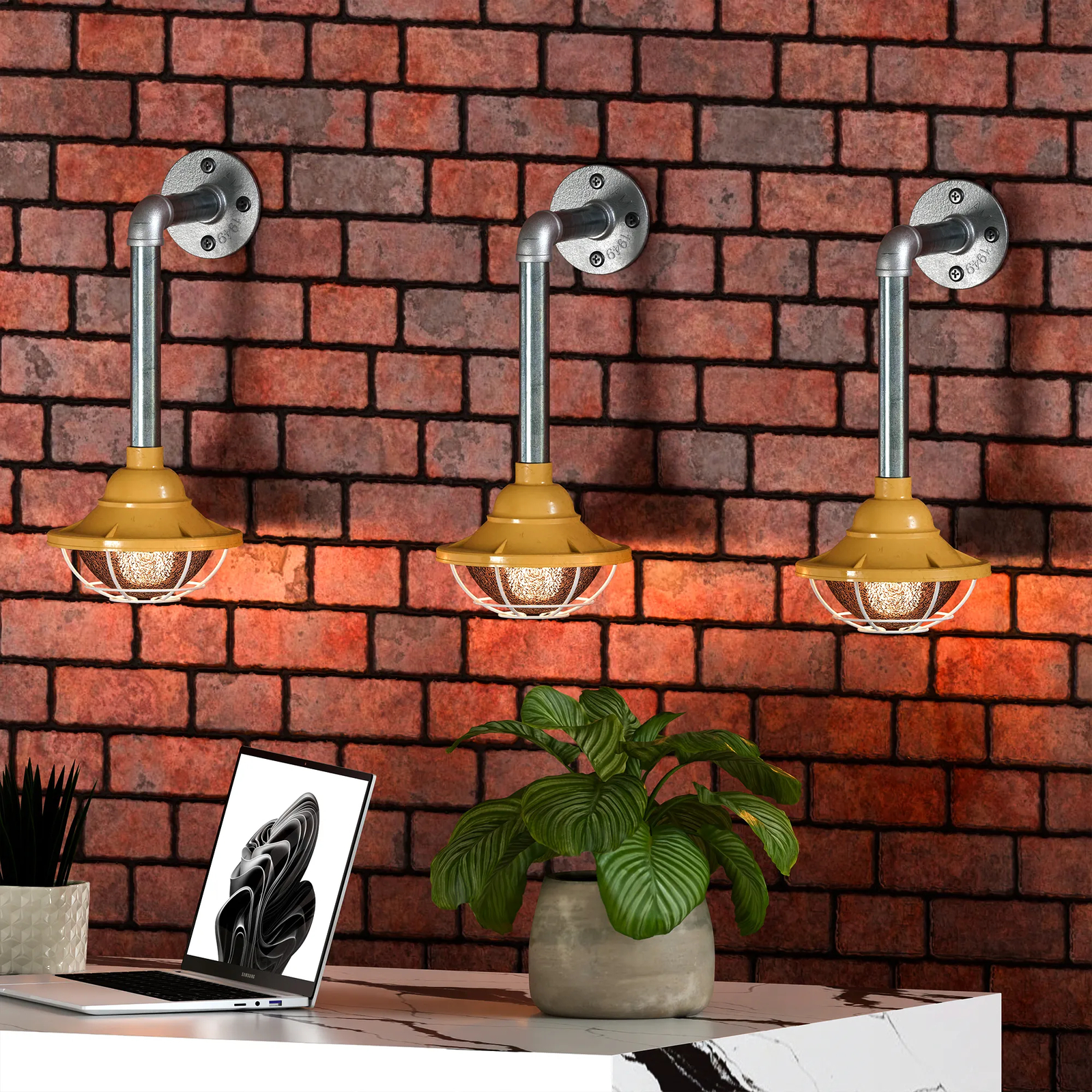 Industrial Steel Pipe Wall Light Galvanized Conduit Metal Cage E27 Wall ...