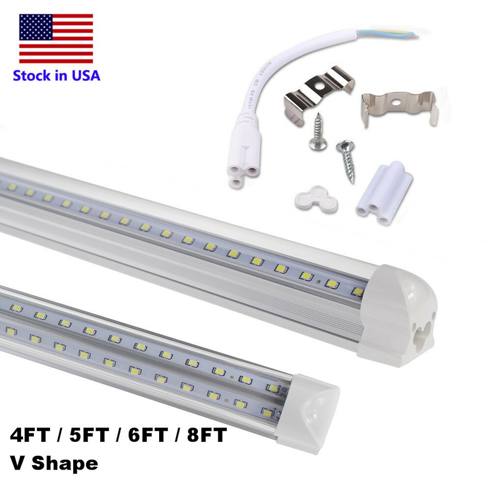 LED Linkable Tube Light T8 8FT V Shaped LED Shop Light Integrated Fixture 6000K | eBay