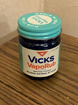 VINTAGE VICKS VAPORUB 1.5 OZ JAR Cobalt *Contains Vicks* | eBay